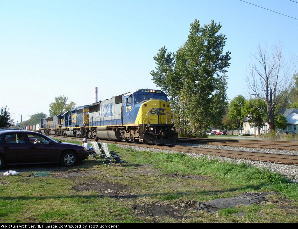 Tons of different CSX power leading this EB train the Shore